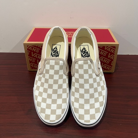 Vans | Shoes | Vans Classic Slipon Vnoa7q5dbll Beige White | Poshmark